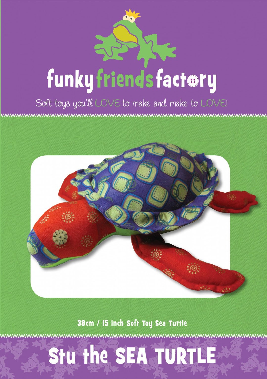 Stu the Sea Turtle Stuffed Toy Sewing PATTERN, Not a PDF, by Funky ...