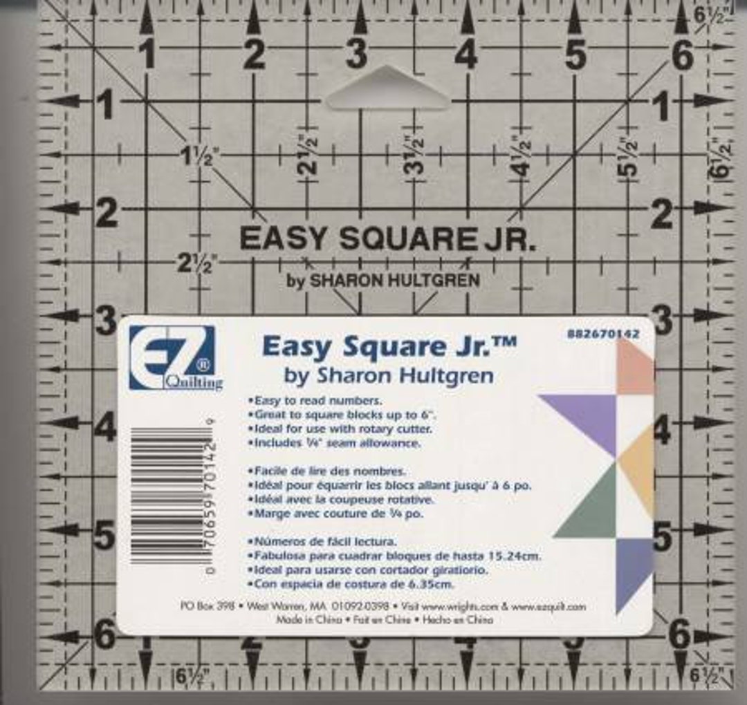 Easy Square Jr. Ruler 6-1/2" X 6-1/2" Square by EZ Quilting, Designed ...
