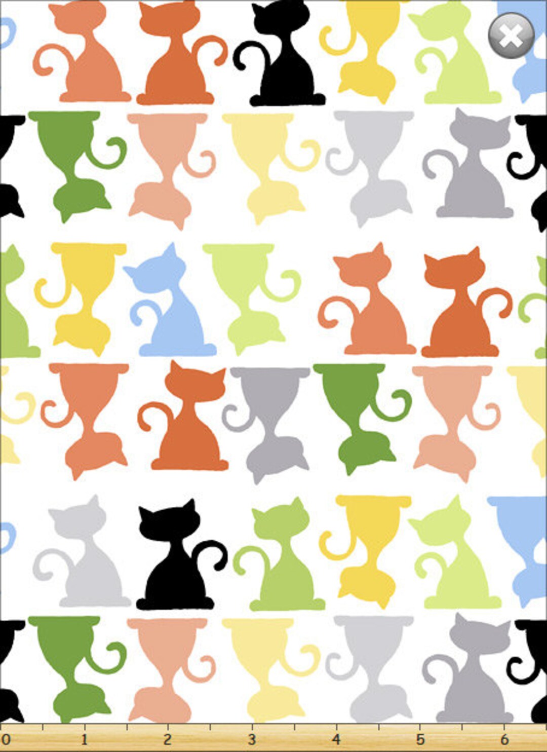 Cat Fabric in Multi Colors, " Purrl the Cat" by Susybee! 100% Cotton ...