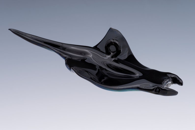 Hanging Glass Manta Ray Ornament, Lampwork Sea Life Sculpture, Ocean ...