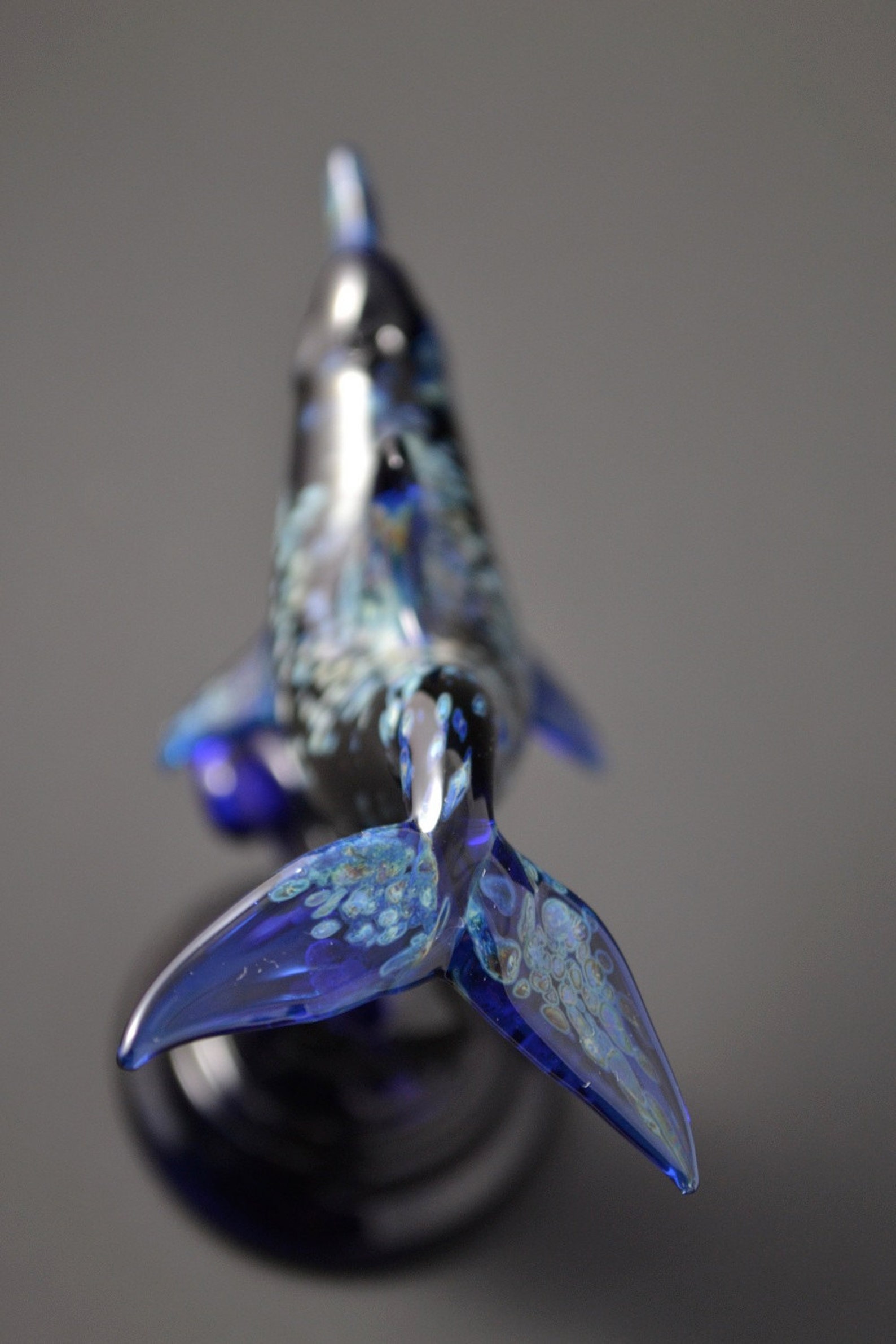 Glass Dolphin on Sea Wave Glass Base, Glass Porpoise, Dolphin Gift ...