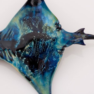 Hanging Glass Manta Ray Ornament, Lampwork Sea Life Sculpture, Ocean ...