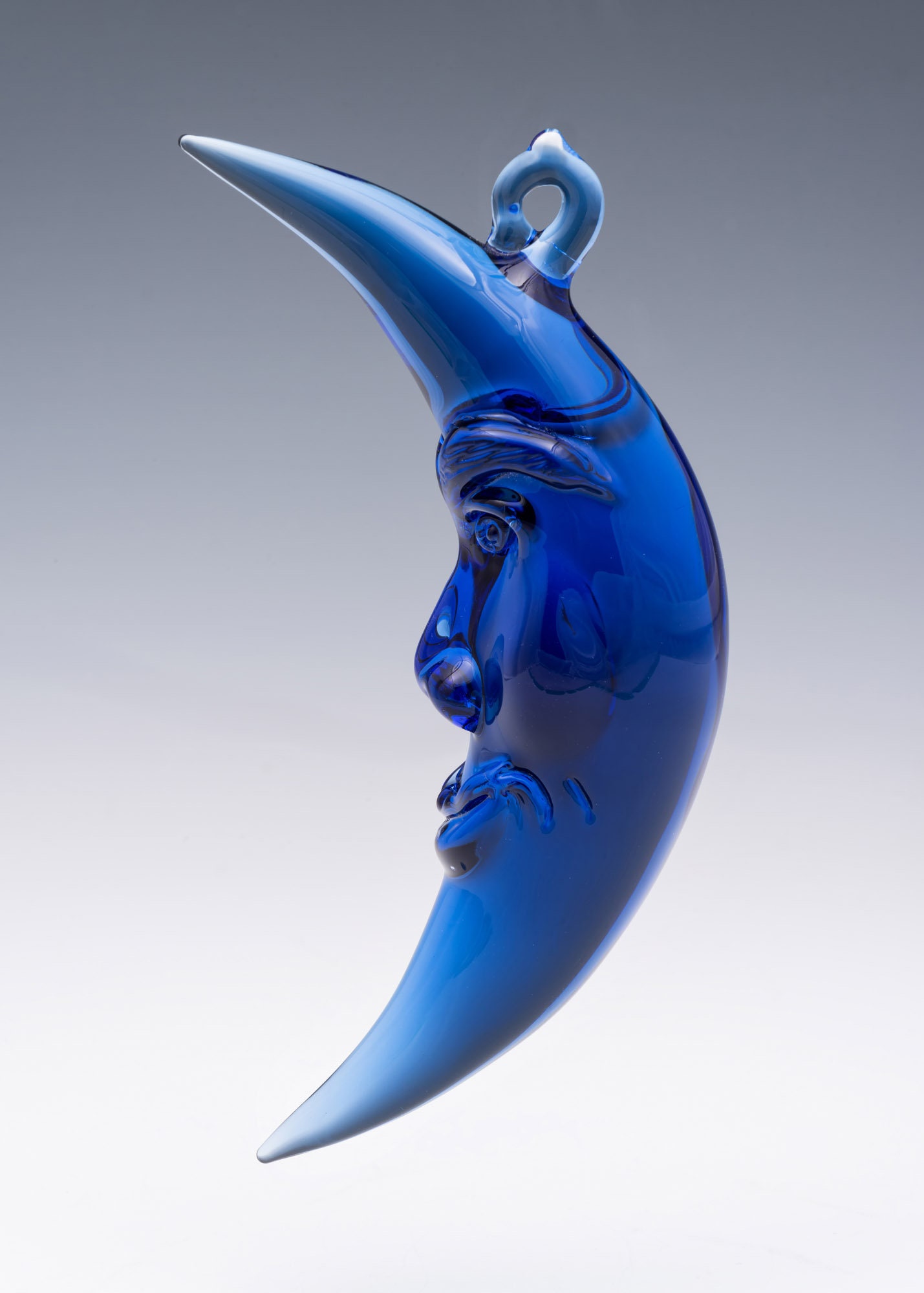 Hanging Glass Moon Ornament Solstice Blue Moon Crescent | Etsy