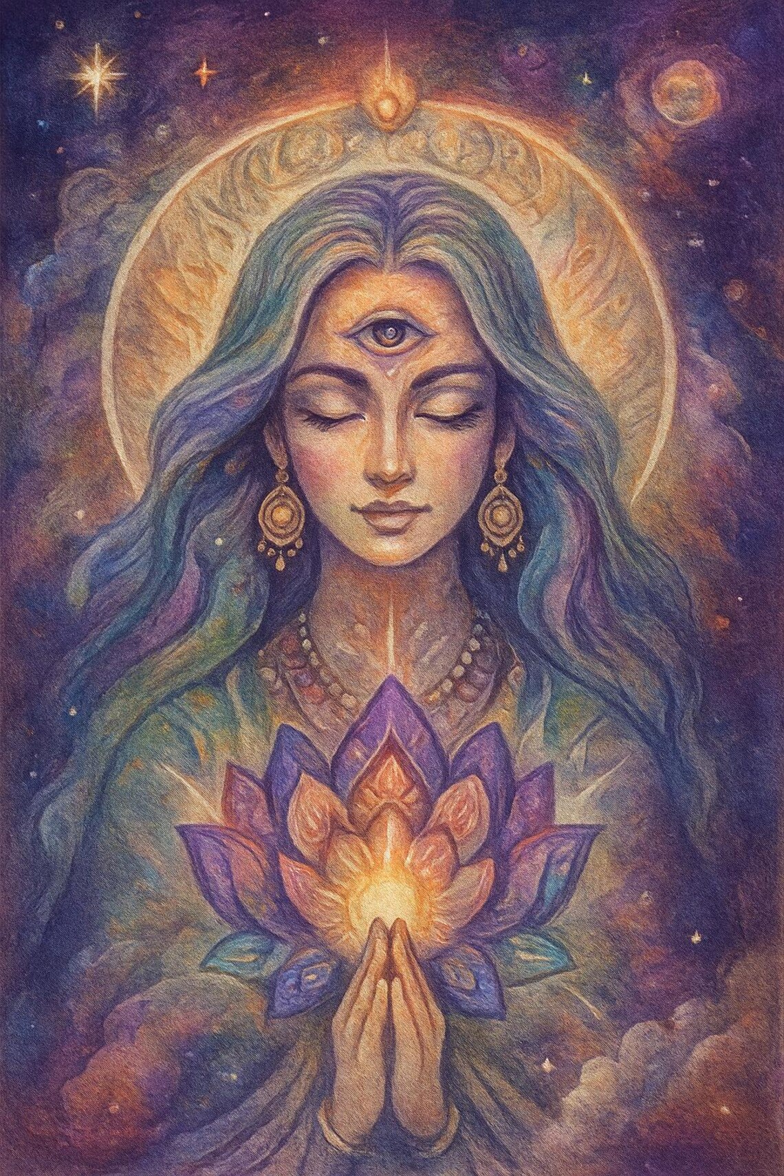 Third Eye Goddess Art Print, Divine Feminine Wall Art, Lotus Light ...