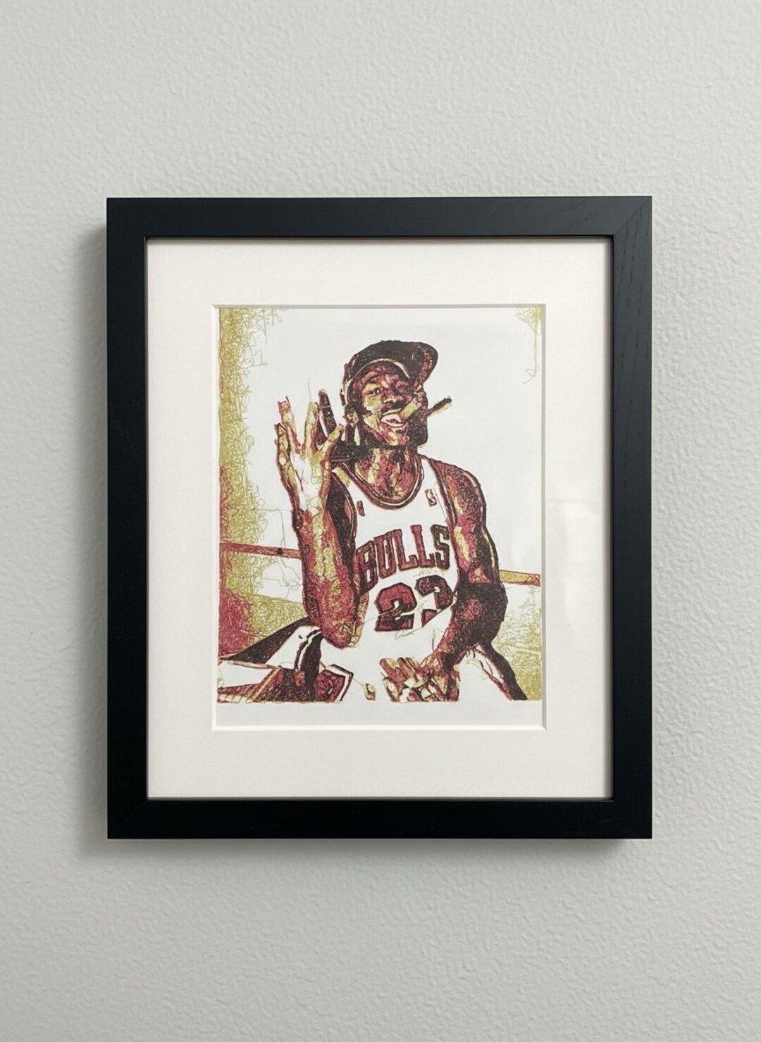 Michael Jordan Gel Pen Drawing in Warm Tones, A4 Illustration, Sports ...