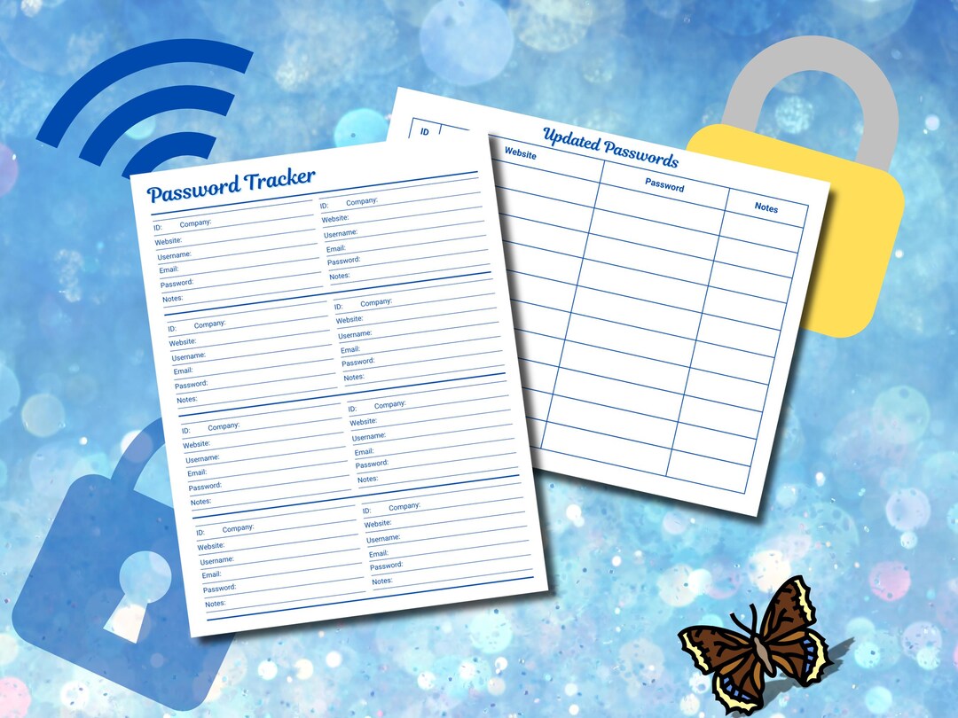 Printable Password Tracker: Login & Security Details (digital Download ...