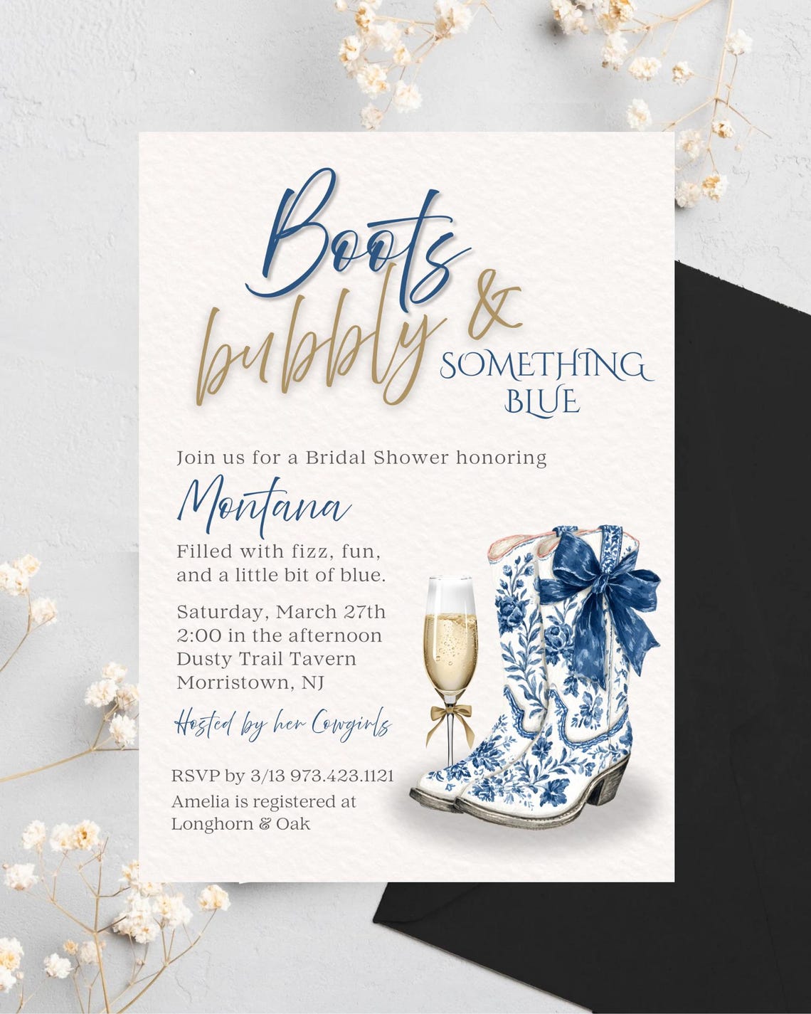 Boots & Bubbly Invitation Template | Canva Editable | Download ...