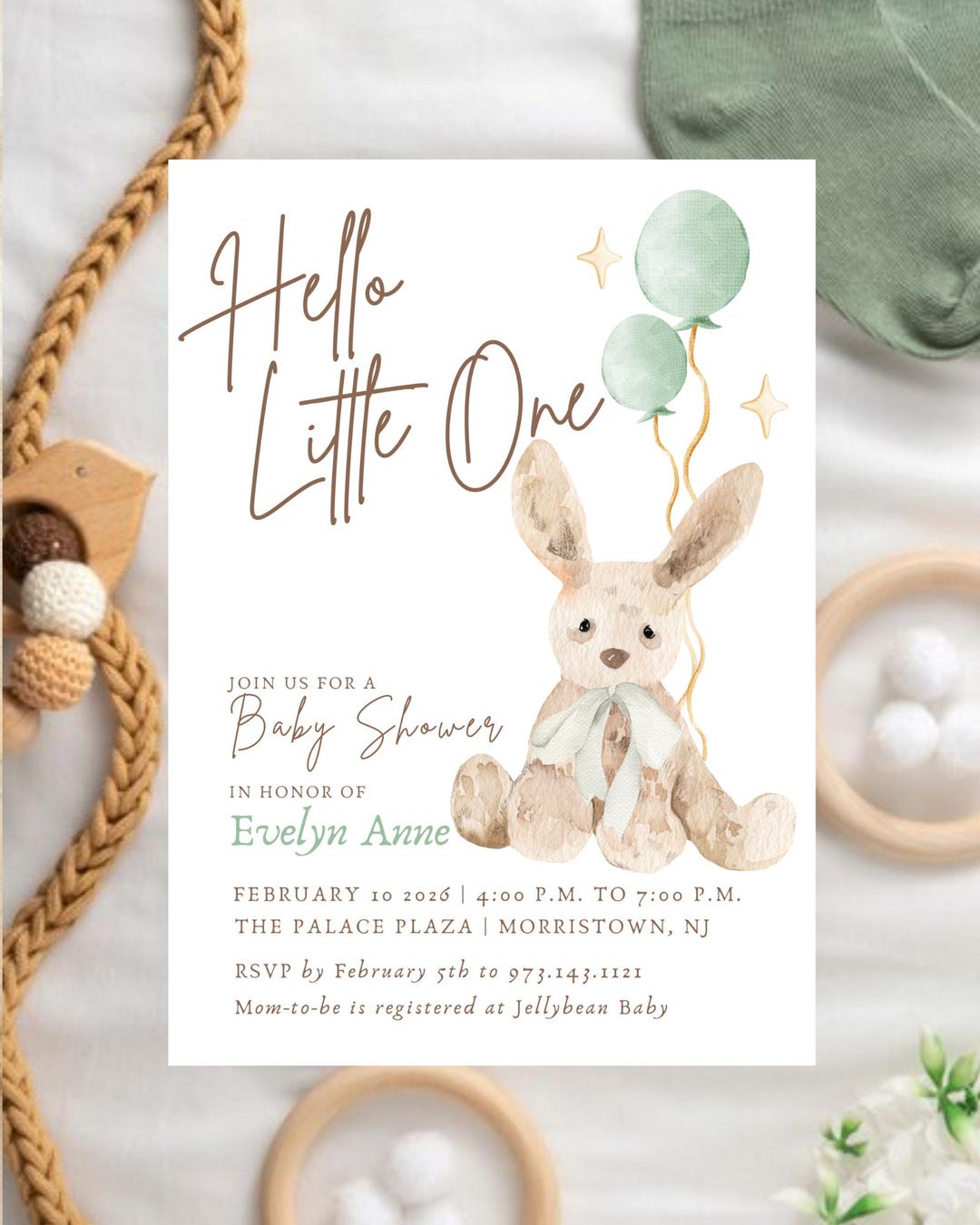 Gender Neutral Baby Shower Invitation | Editable Canva Template ...