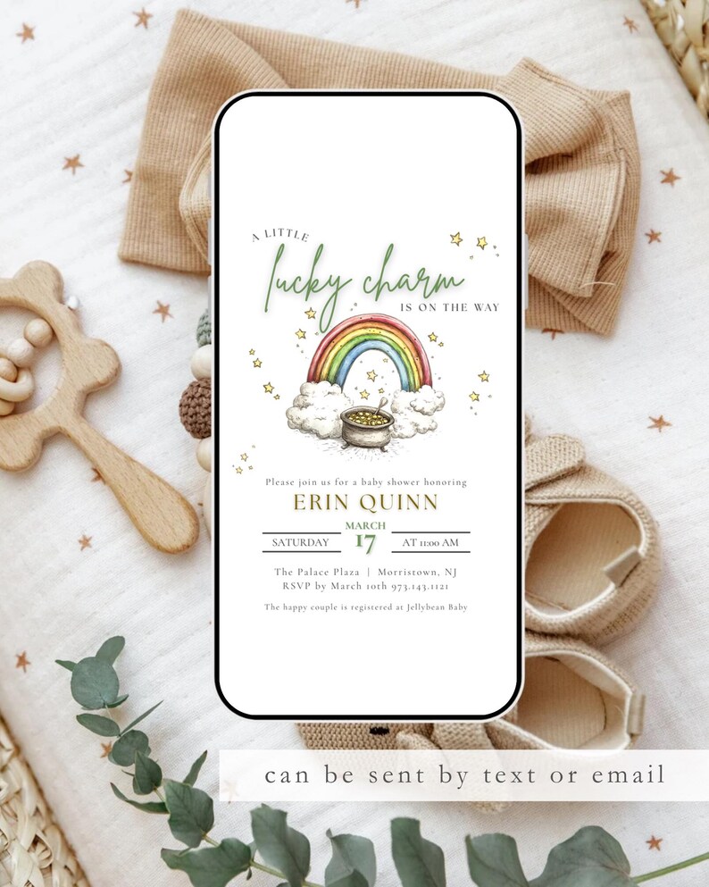 Lucky Charm St Patrick's Day Baby Shower Invitation | Canva Editable ...