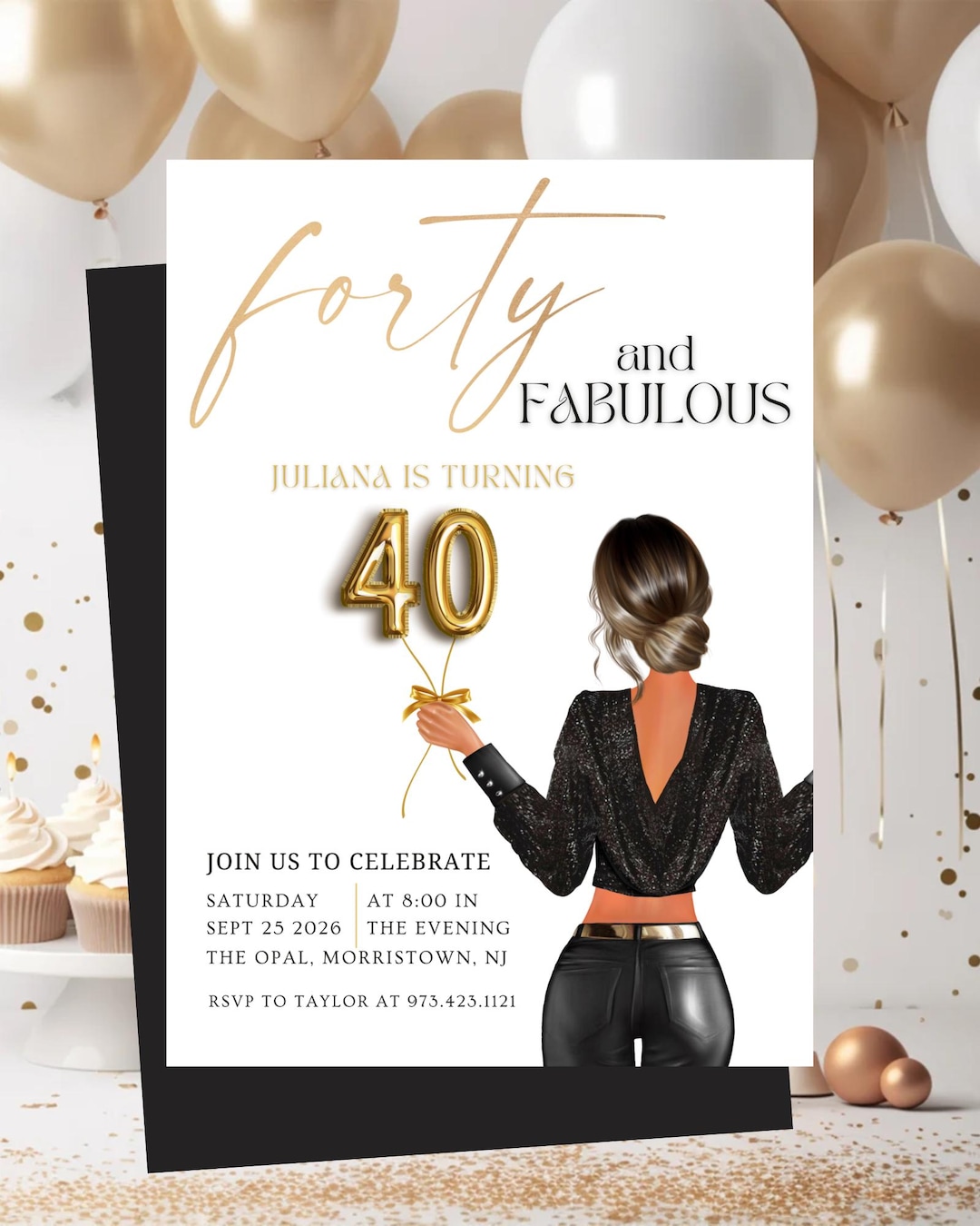 Forty & Fab Birthday Invitation Template | Editable Canva (digital ...