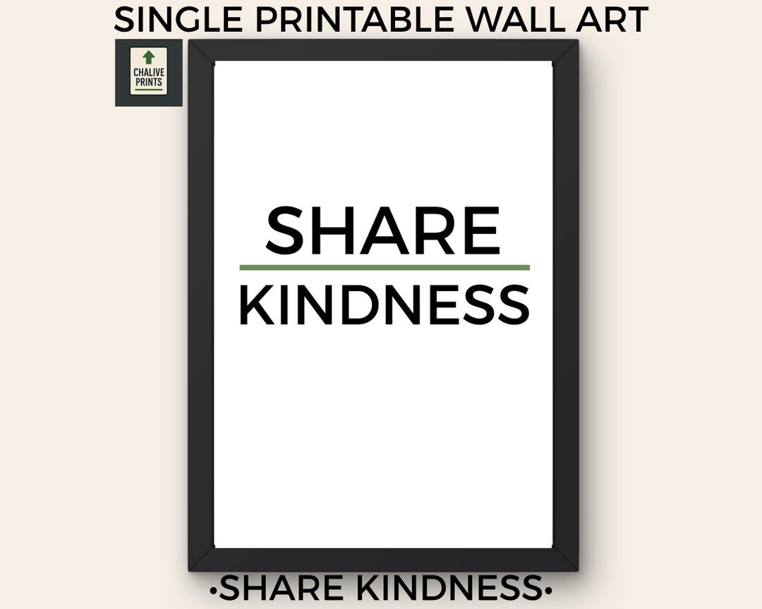 Share Kindness Wall Art Positive Kids Poster for Empathy and Good ...