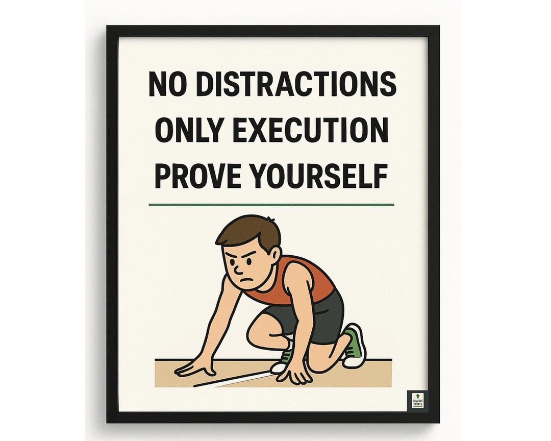 No Distractions Only Execution Poster Prove Yourself Motivational Wall ...