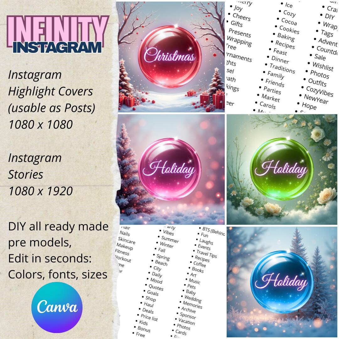 Christmas Instagram Highlight COVERS, Can Also Be Used as STORIES and ...