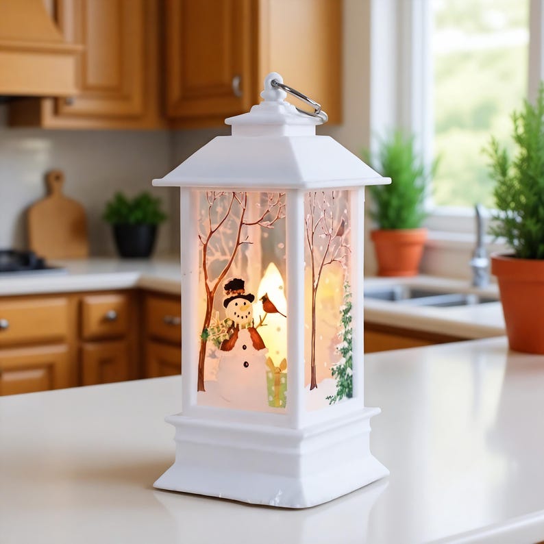Snowman Christmas Lantern – LED Night Light, Holiday Table Decor - Etsy
