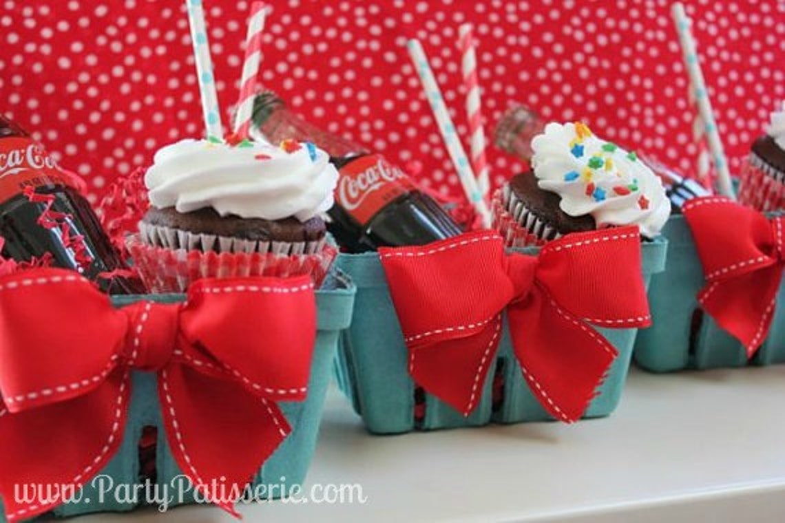 Red Bow Berry Baskets Set of 6 Party Favors - Etsy