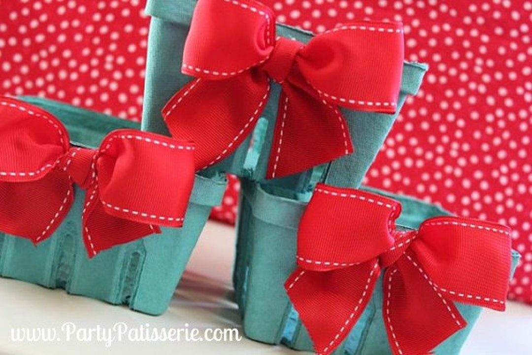 Red Bow Berry Baskets Set of 6 Party Favors - Etsy
