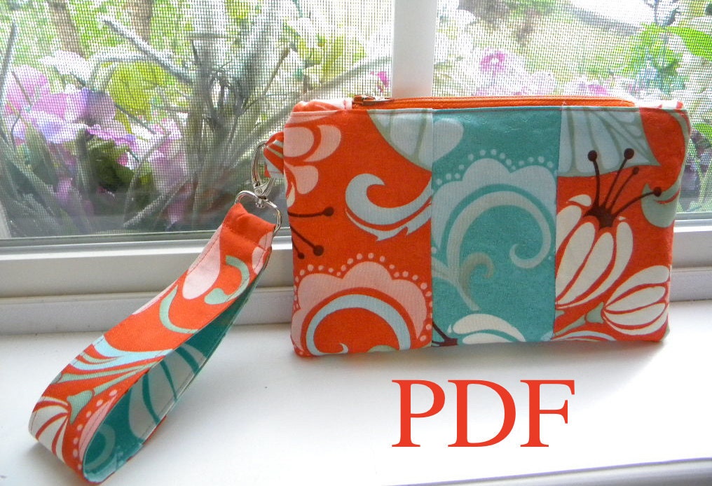 Wristlet PDF PURSE Sewing Pattern, Thumbprint Patterns, Clutch, Purse ...