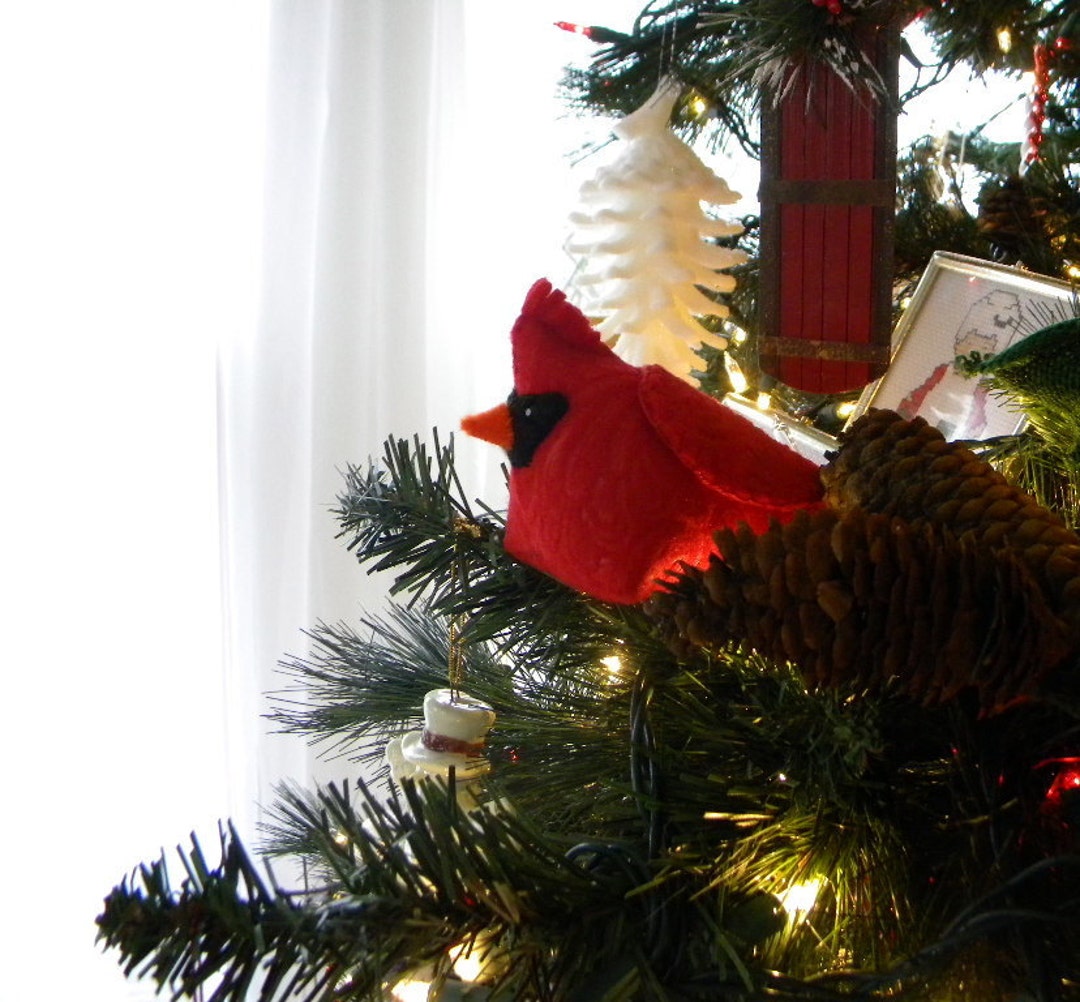Cardinal Ornament PDF Pattern, Felt and Plush Bird, Thumbprint Patterns ...