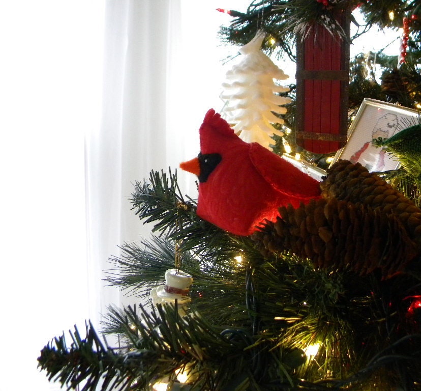 Cardinal Ornament PDF Pattern, Felt and Plush Bird, Thumbprint Patterns ...