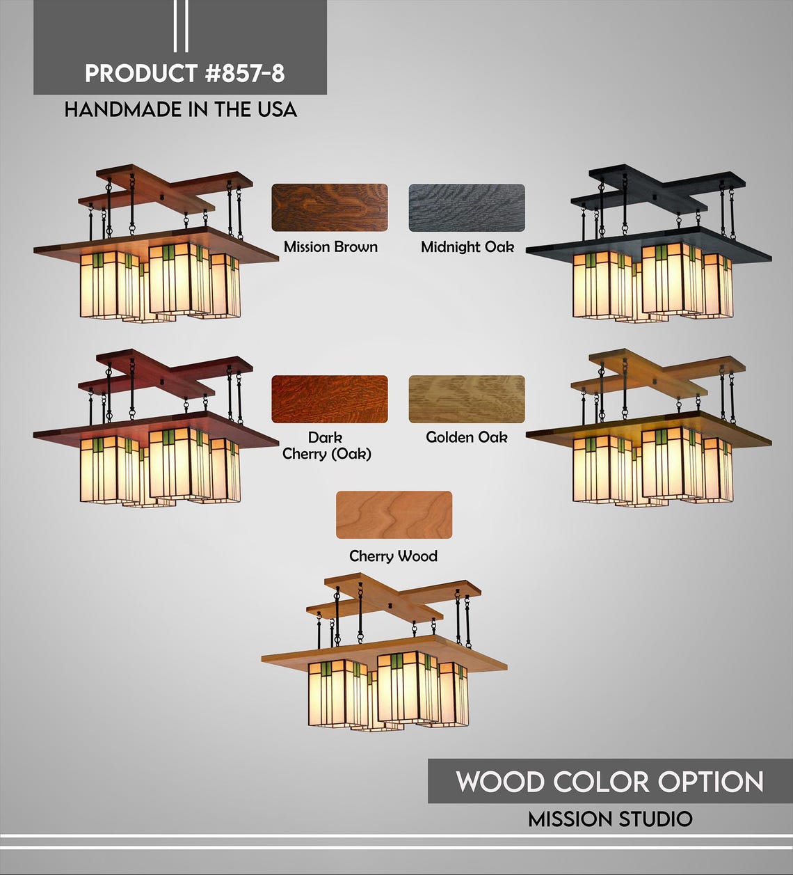 Prairie Chandelier - Craftsman Light Fixture - Large Size - Stained ...