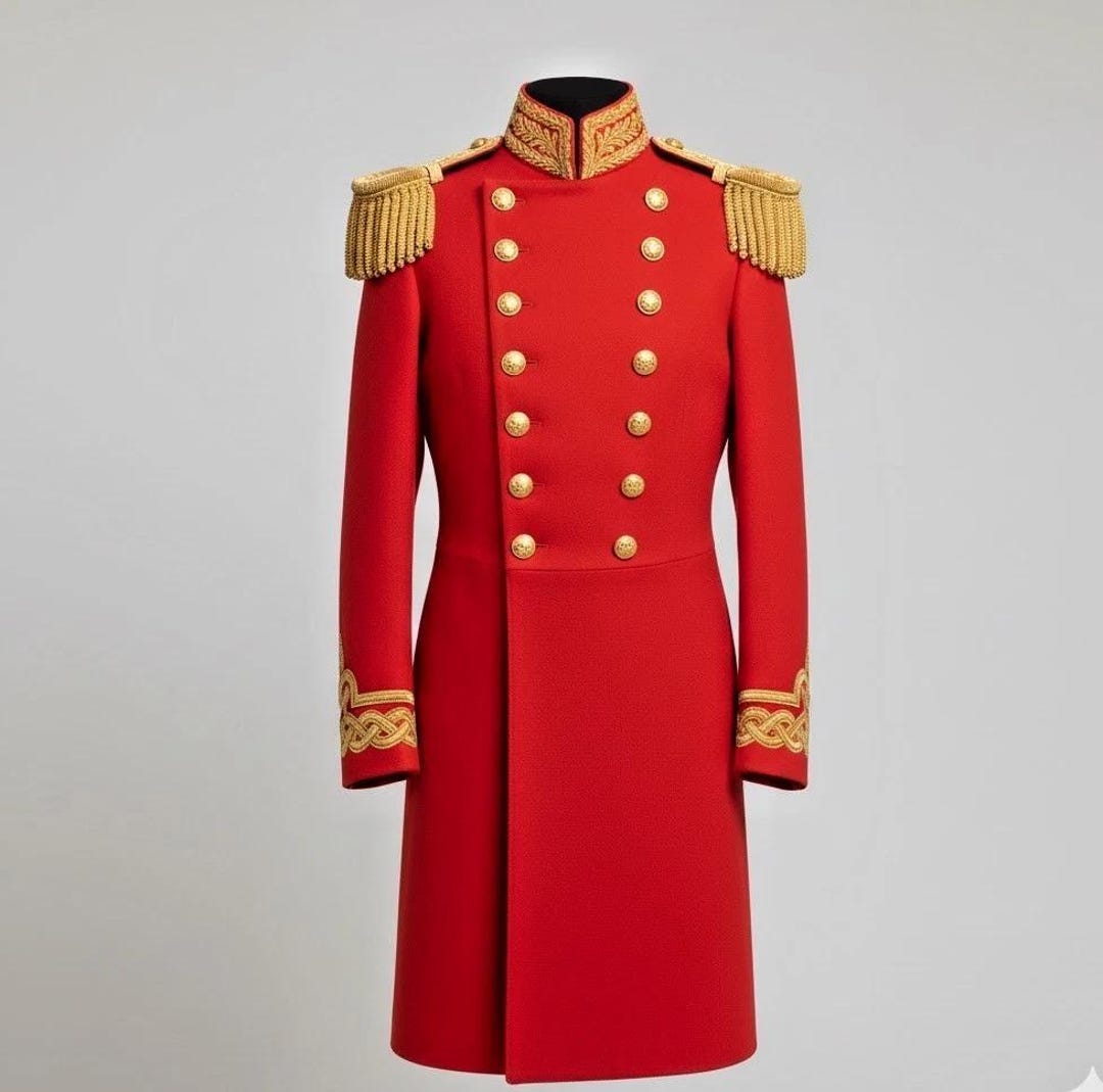 Red Military Frock Coat With Gold Epaulettes, Nutcracker Prince Royal ...