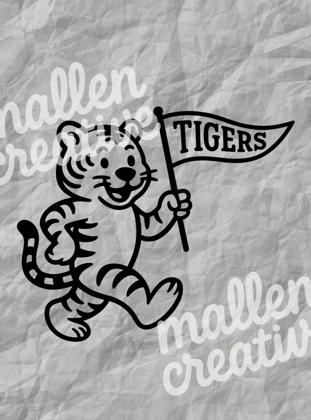 Retro Tiger Mascot PNG | Vintage School Spirit Clipart | Cute Walking ...