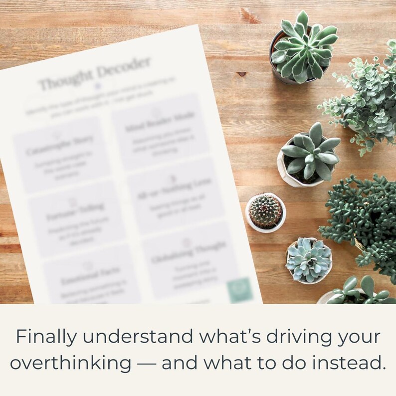 Stop Overthinking Worksheets | Printable Thought Workbook for Anxiety ...