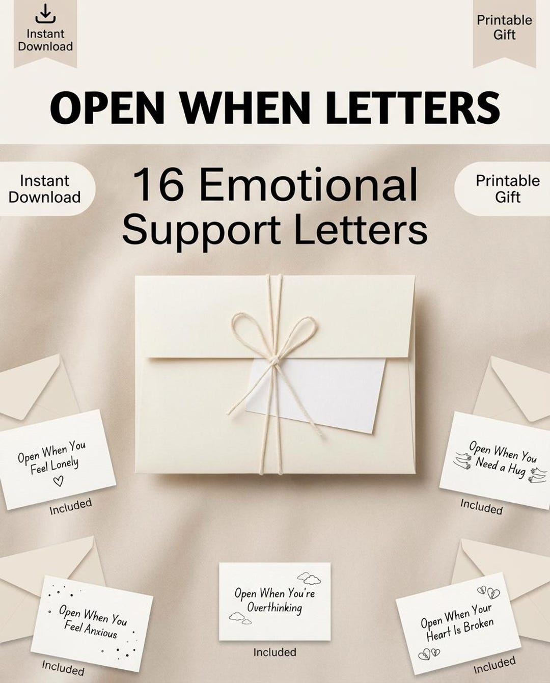 Open When Letters Printable | Emotional Support Letters | Digital Love ...