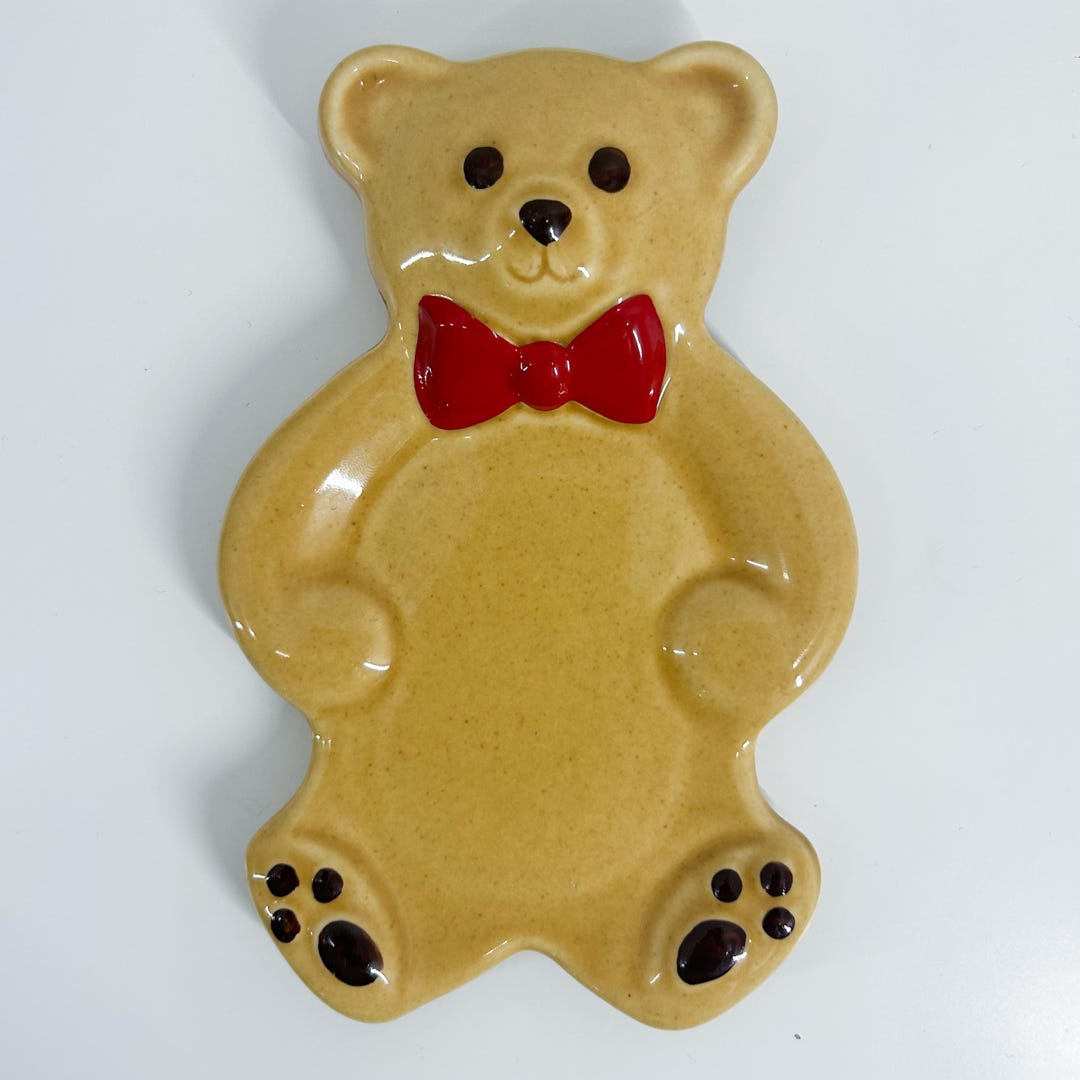 Vintage Ames by Pfaltzgraff Teddy Bear Ceramic Spoon Rest Trinket Dish ...