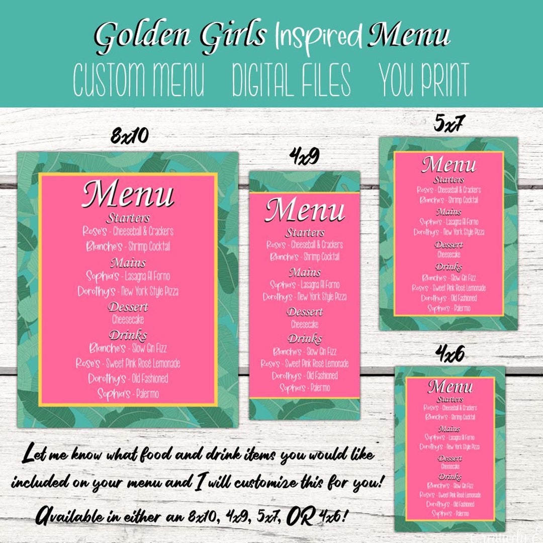 Golden Girls Party. Golden Girls Party Menu. Golden Girls Inspired ...