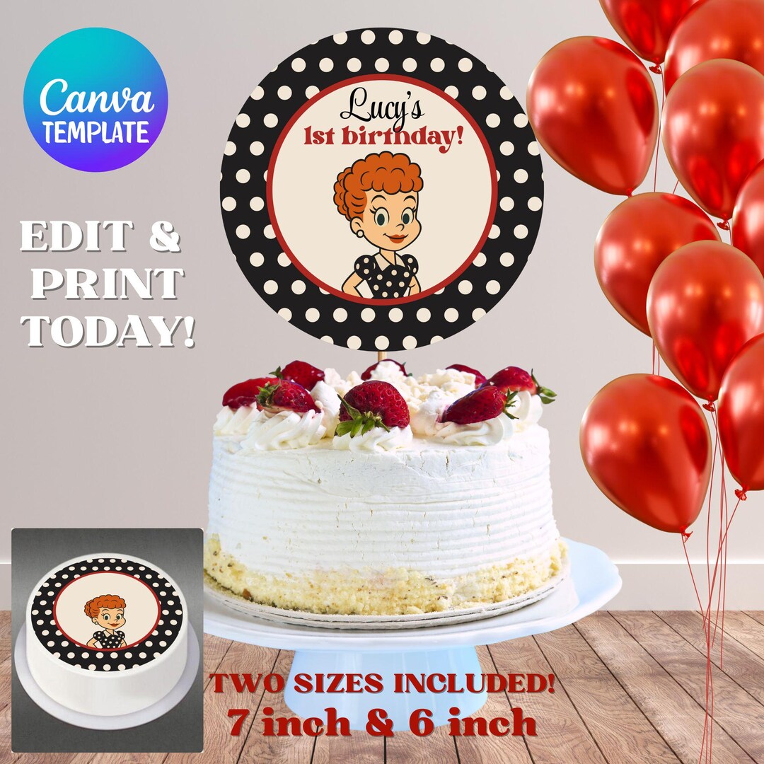 I Love Lucy PRINTABLE Cake Topper, Custom Party Circles, Bridal Shower ...