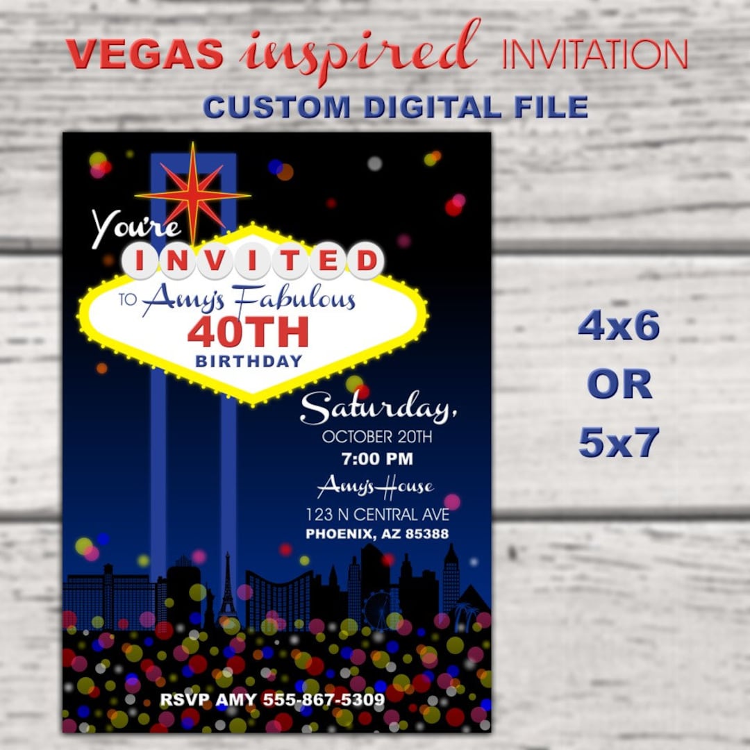 Las Vegas Inspired Invitation, Casino Party, Las Vegas Birthday Party ...