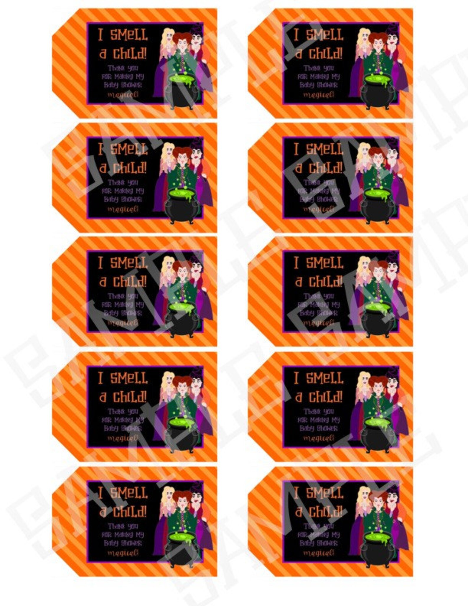 Halloween Party Thank You Tags. Hocus Pocus Inspired Favor - Etsy