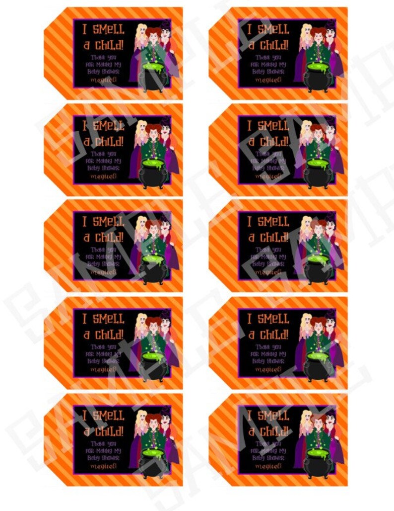 Halloween Party Thank You Tags. Hocus Pocus Inspired Favor - Etsy