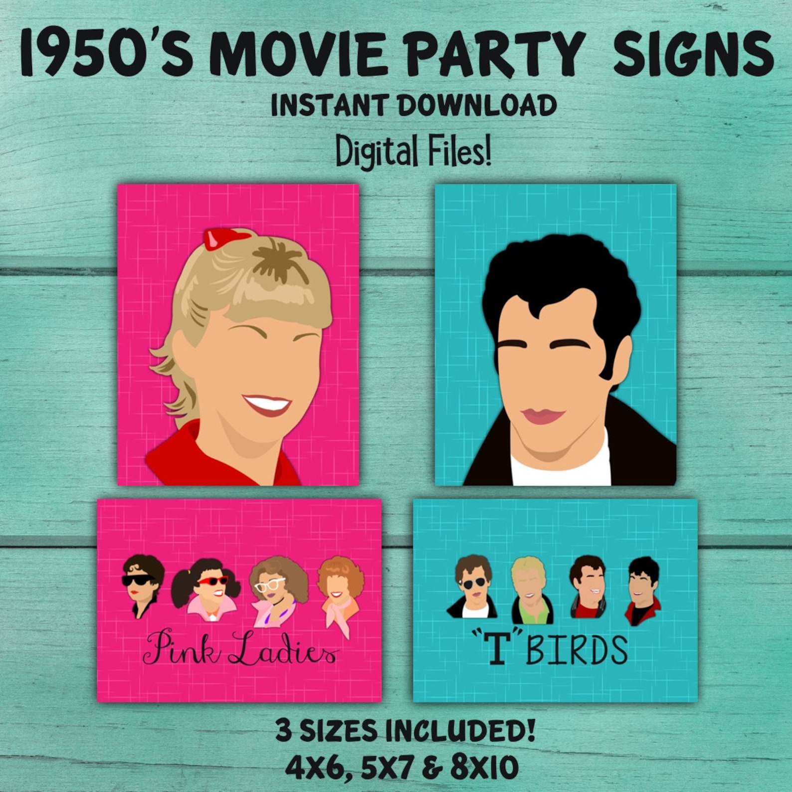 50's Party Signs, 50's Table Decorations, 50's Wall Decor, Grease ...
