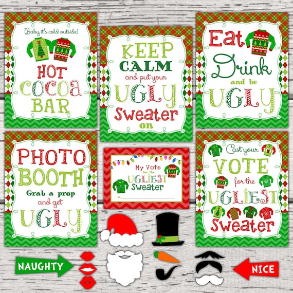 Ugly Christmas Sweater Party Signs. Ugly Christmas Sweater | Etsy