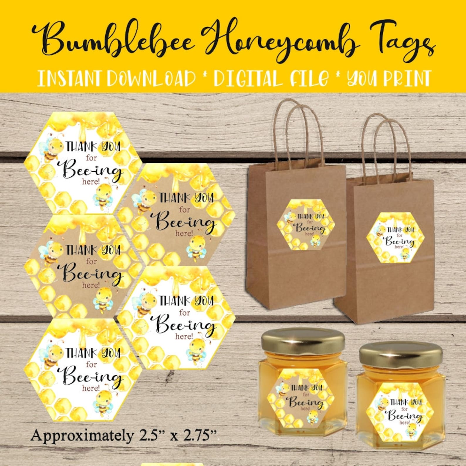 Bumblebee Birthday Party Thank You Tags. Bee Baby Shower Favor Tags ...