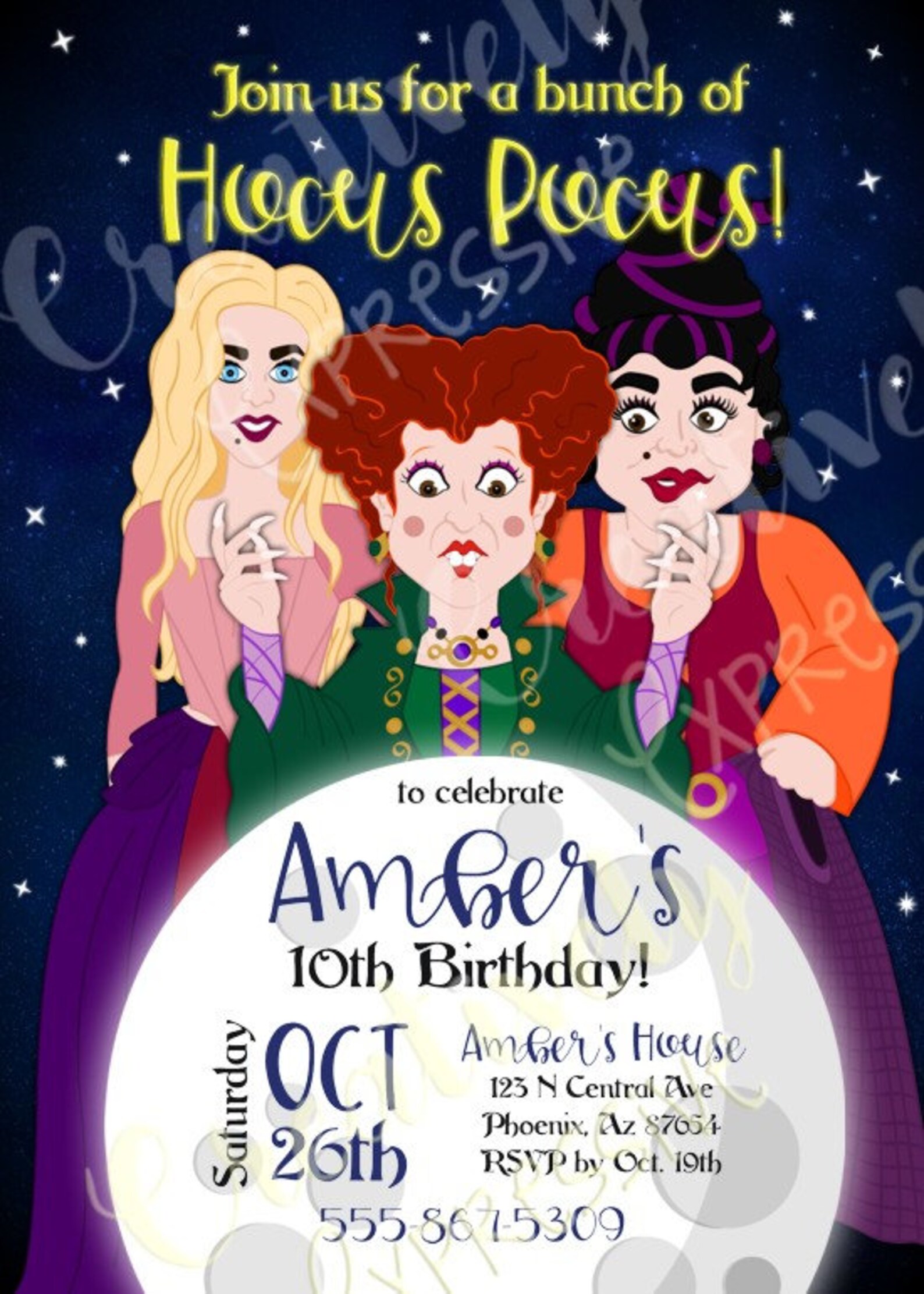 I Put a Spell on You Invitation, Hocus Pocus Invitation, Halloween ...