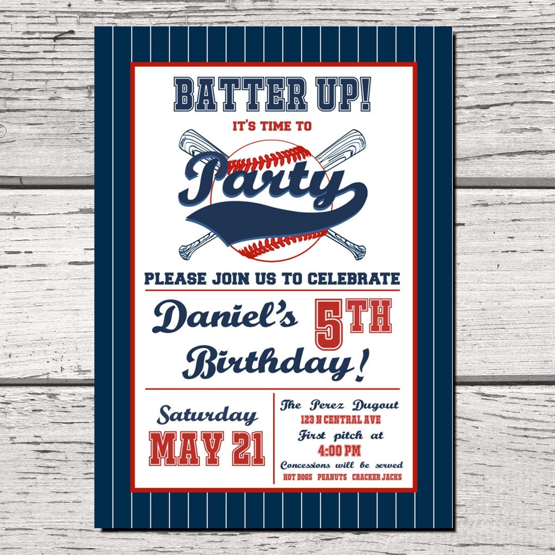 Baseball Birthday Party Invitation, Baseball Party Invite, Baseball ...