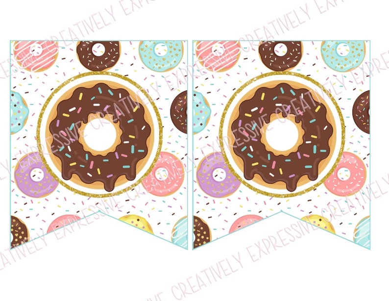 Donut Birthday Party Banner. Donut Grow up Banner. Sprinkled - Etsy