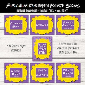 Friends Inspired Party Signs. Friends Drinks Table Sign. Friends Photo ...