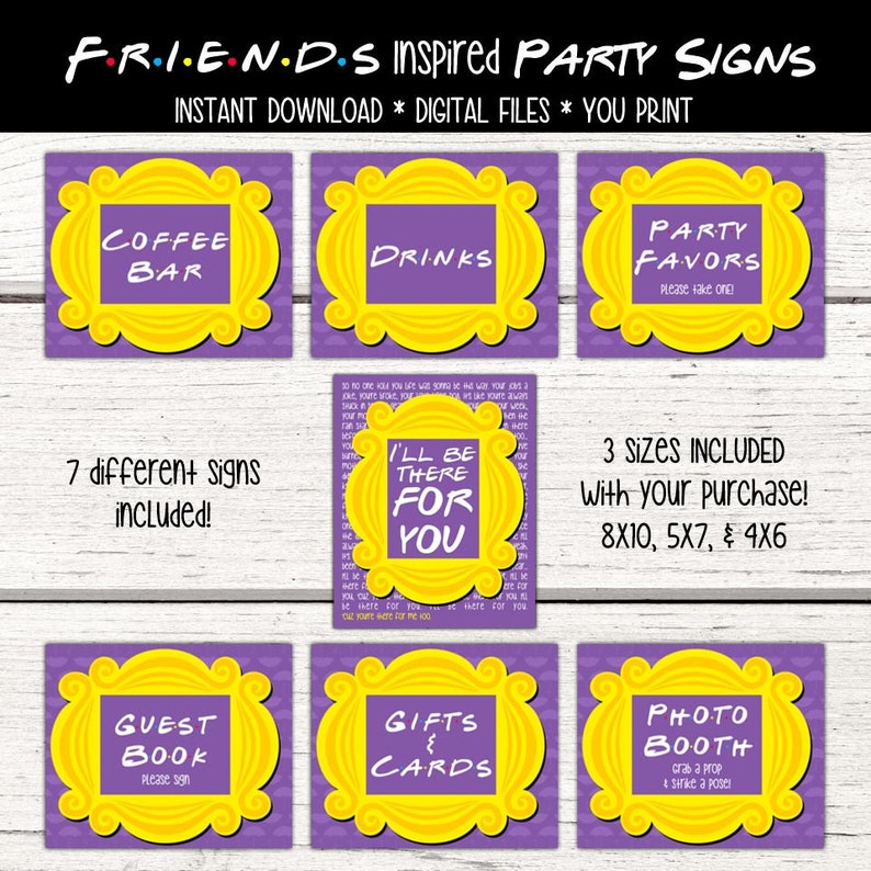 Friends Inspired Party Signs. Friends Drinks Table Sign. Friends Photo ...
