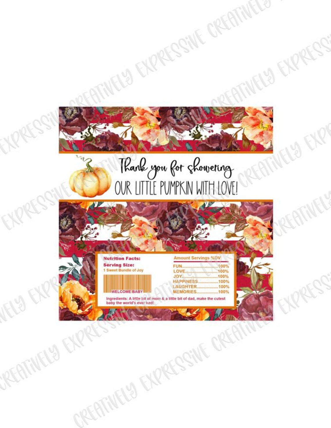 Little Pumpkin Party Candy Bar Wrappers. Pumpkin Baby Shower - Etsy