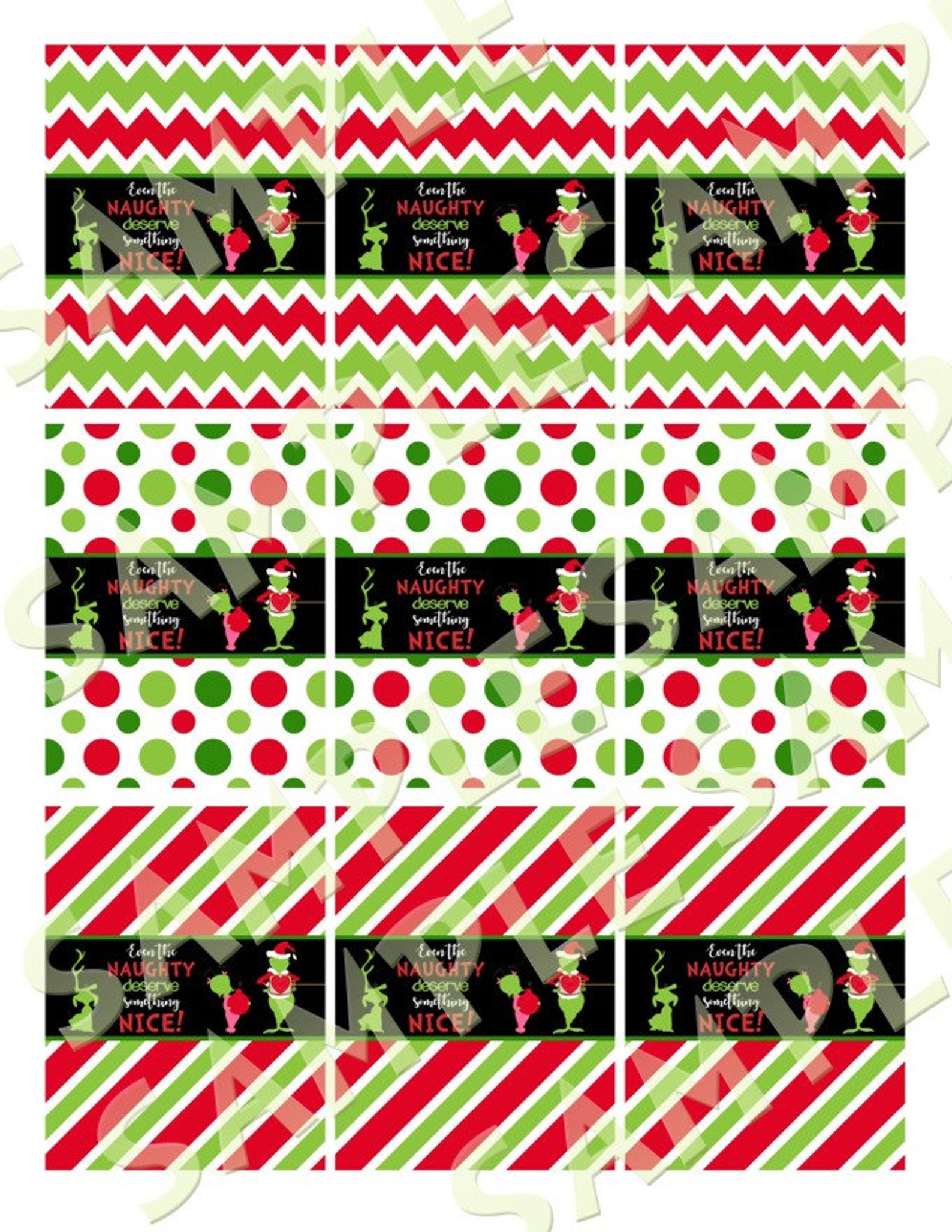 Mean Green Christmas Monster Candy Wrappers. Holiday Party. Christmas ...