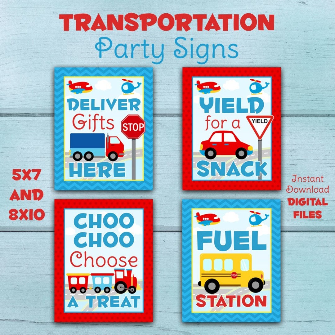 Transportation Party Signs. Transportation Baby Shower Signs ...