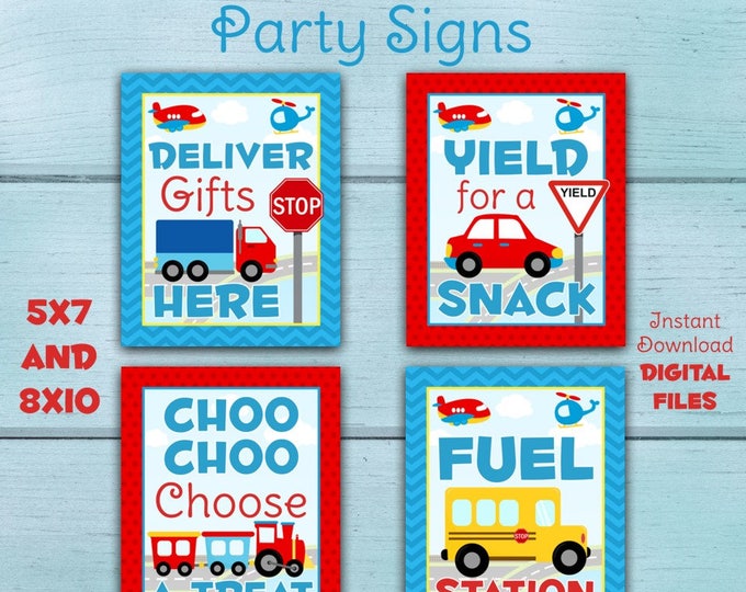 Transportation Party Signs. Transportation Baby Shower Signs. - Etsy