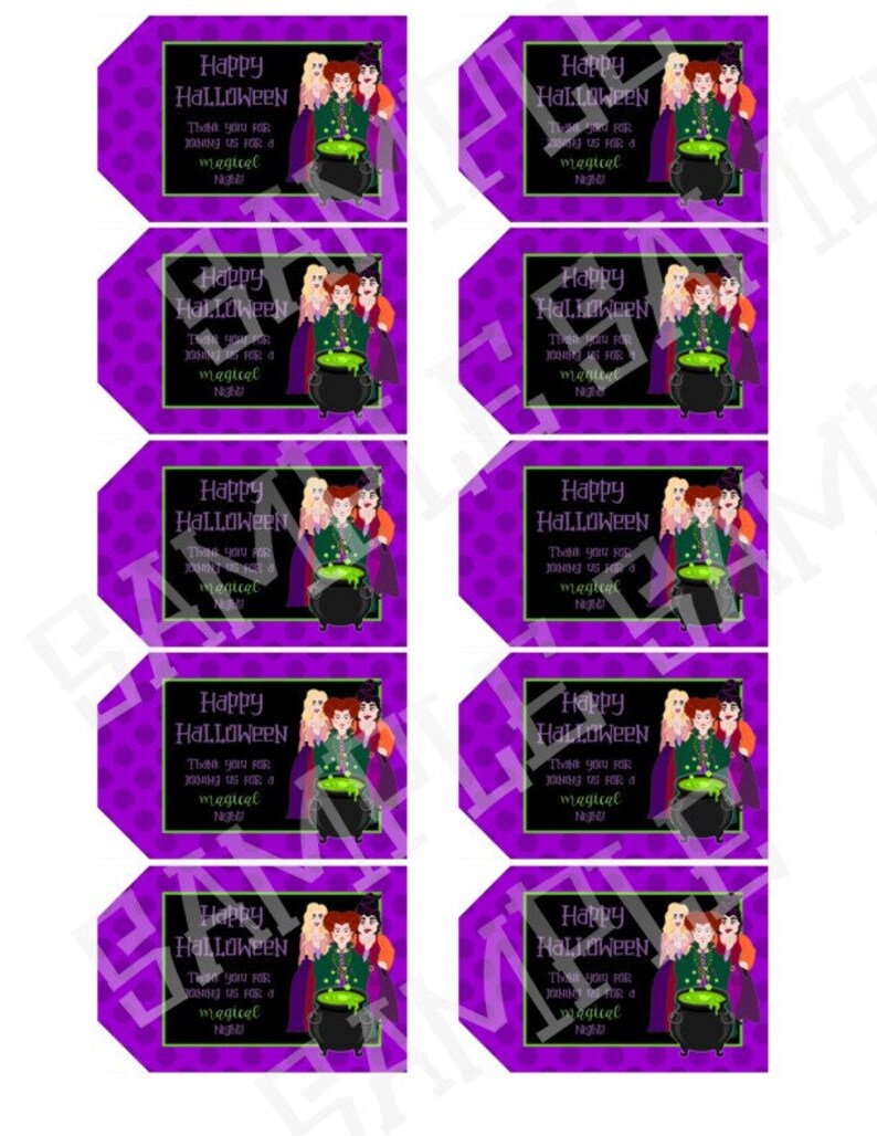Halloween Party Thank You Tags. Hocus Pocus Inspired Favor - Etsy