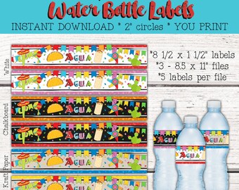 Fiesta Water Bottle Labels Fiesta Taco Party Decorations - Etsy