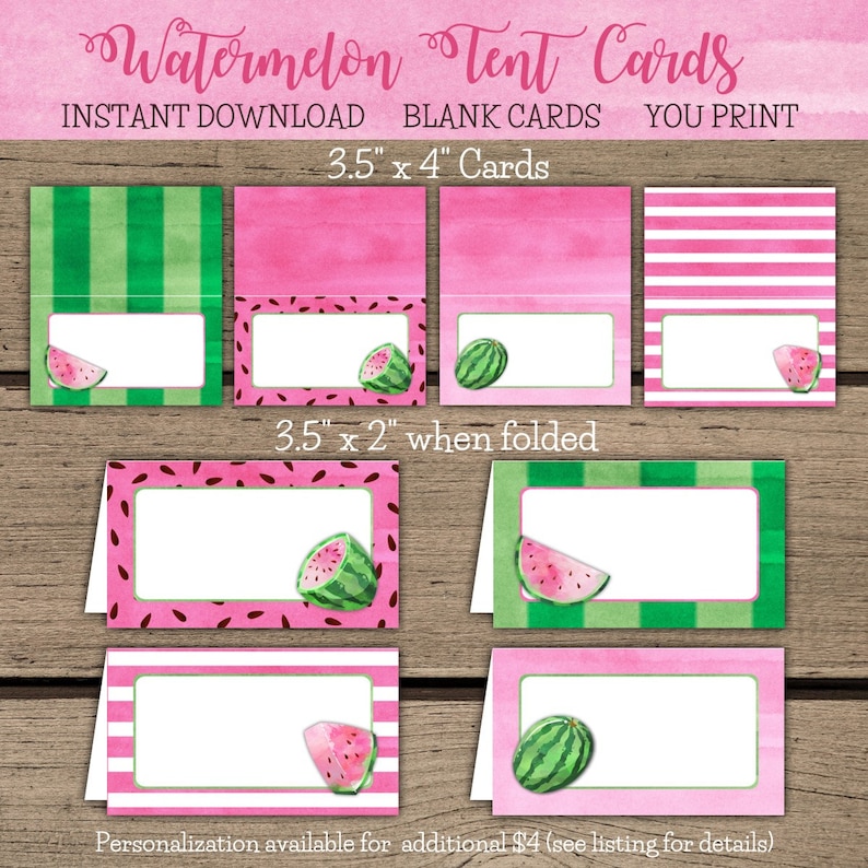 Watermelon Buffet Labels Tent Card. Food Cards. Place Card. | Etsy