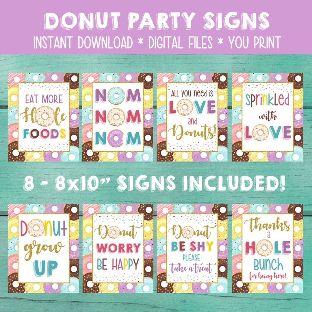 Donut Party Signs. Donut Wall Art. Donut Table Signs. Donut Grow Up ...